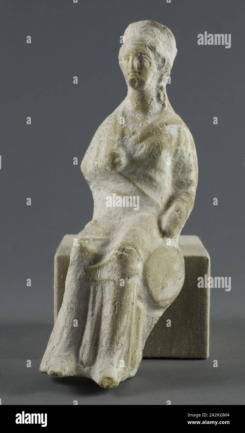 Statuette of a Seated Woman, 400/350 BC, Greek, Greece, terracotta, 18. ...
