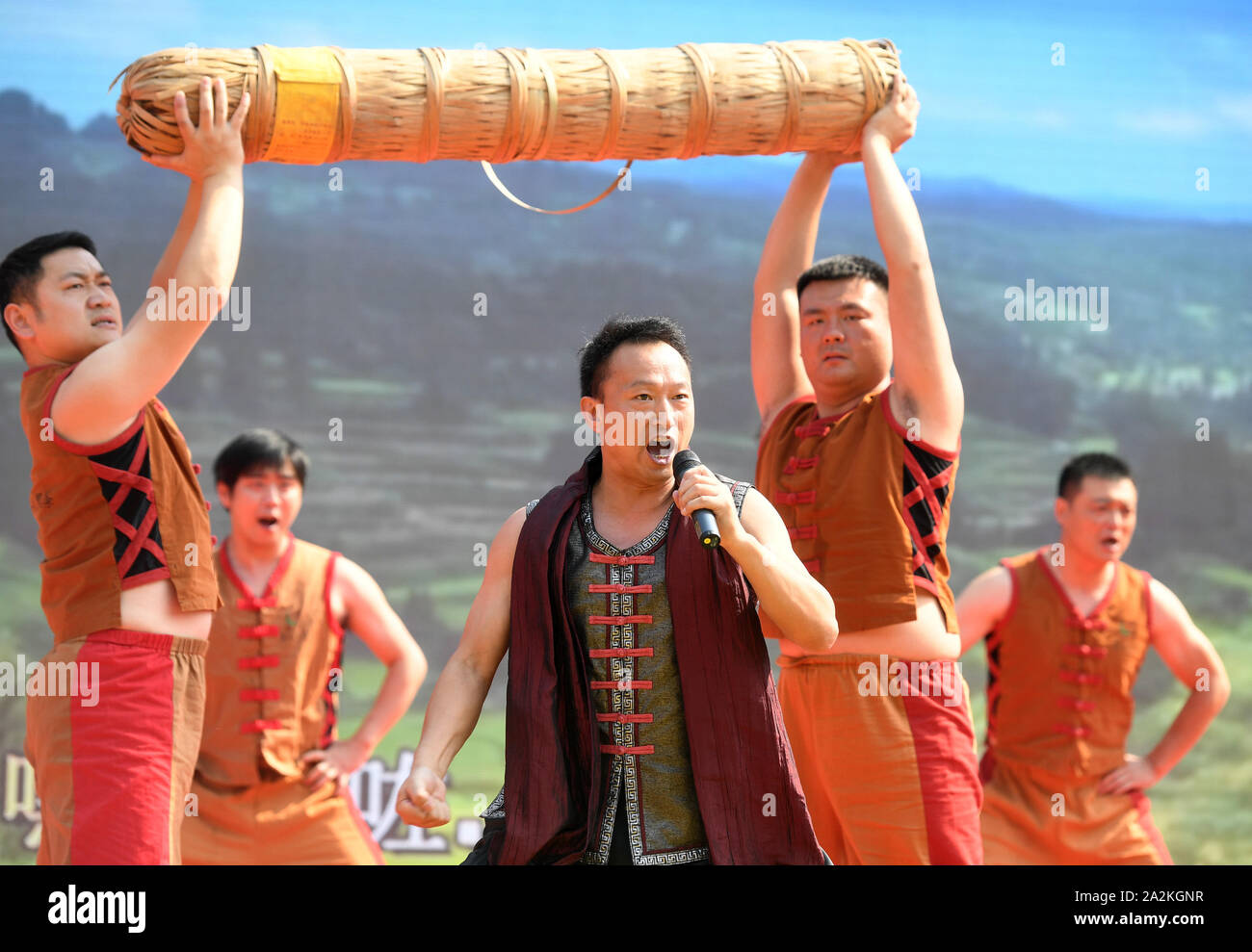 Beijing, China. 3rd Oct, 2019. Artists perform during the opening ...