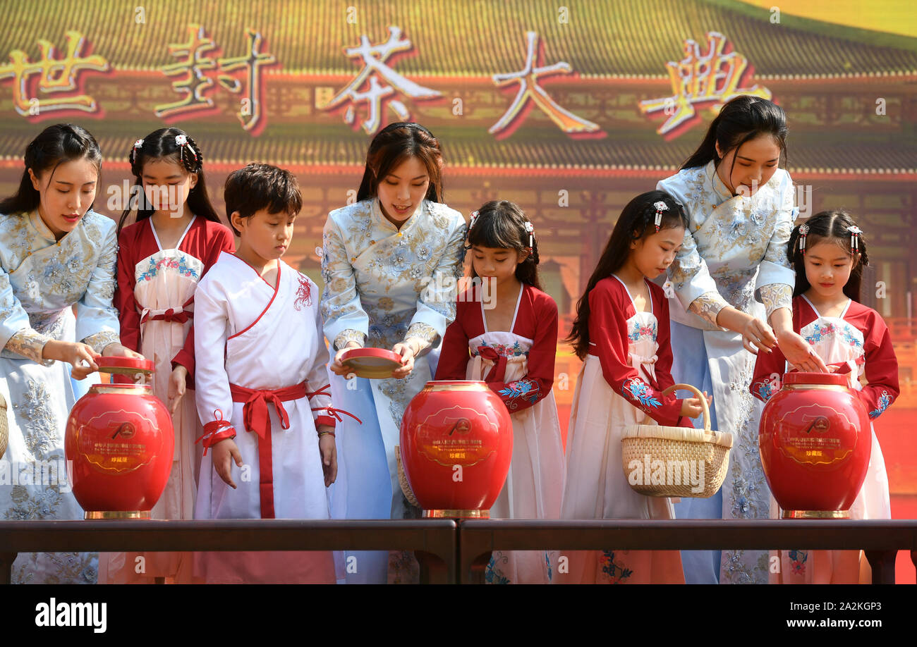Beijing, China. 3rd Oct, 2019. People attend the opening ceremony of a ...
