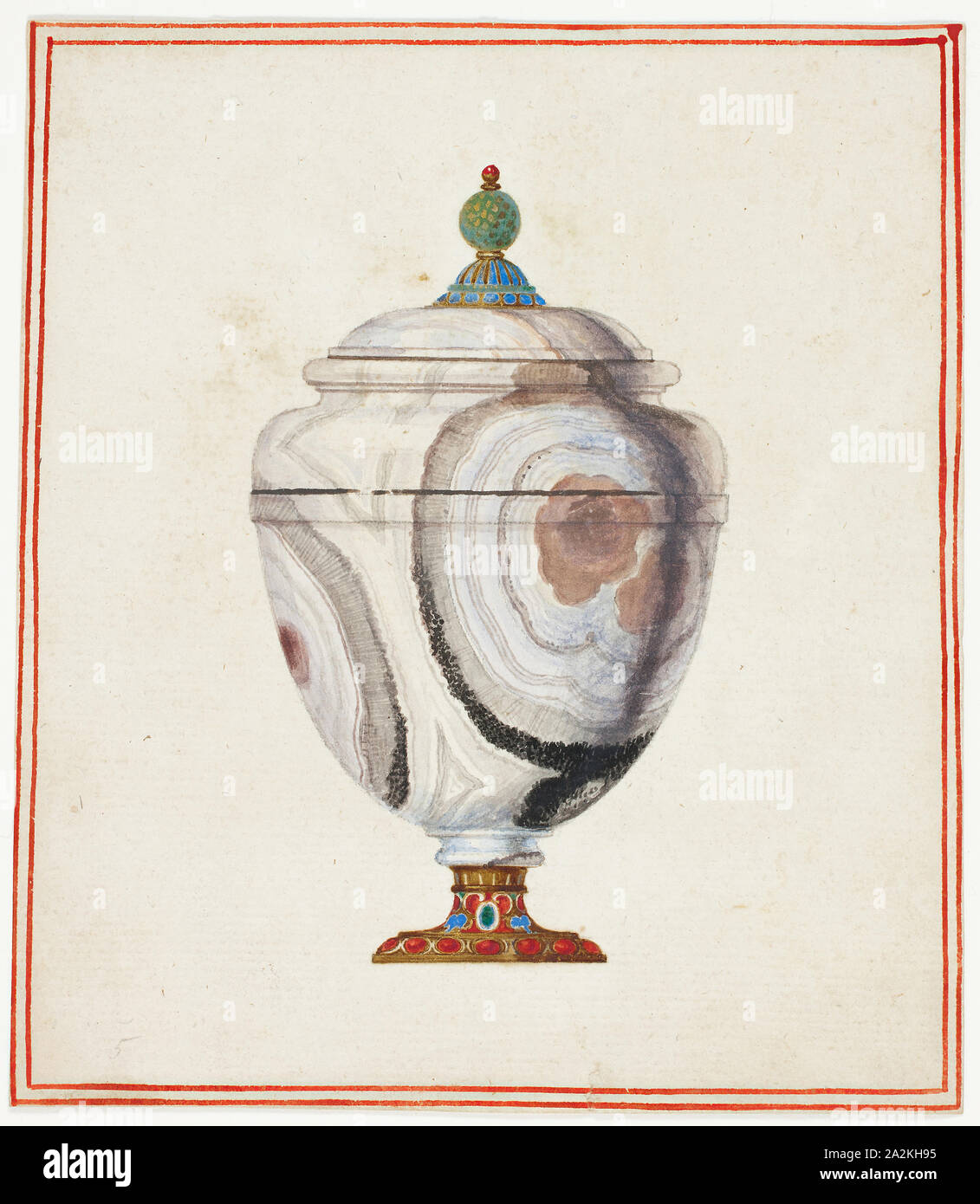 Gouache with gold paint on ivory laid paper hi-res stock photography ...