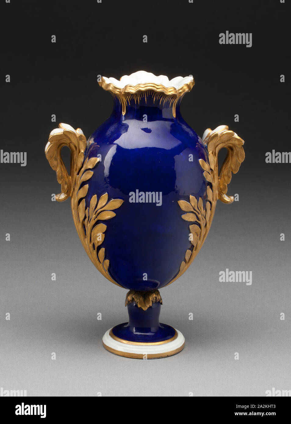 Soft paste porcelain dark blue ground gilding and gilt metal mounts hi ...