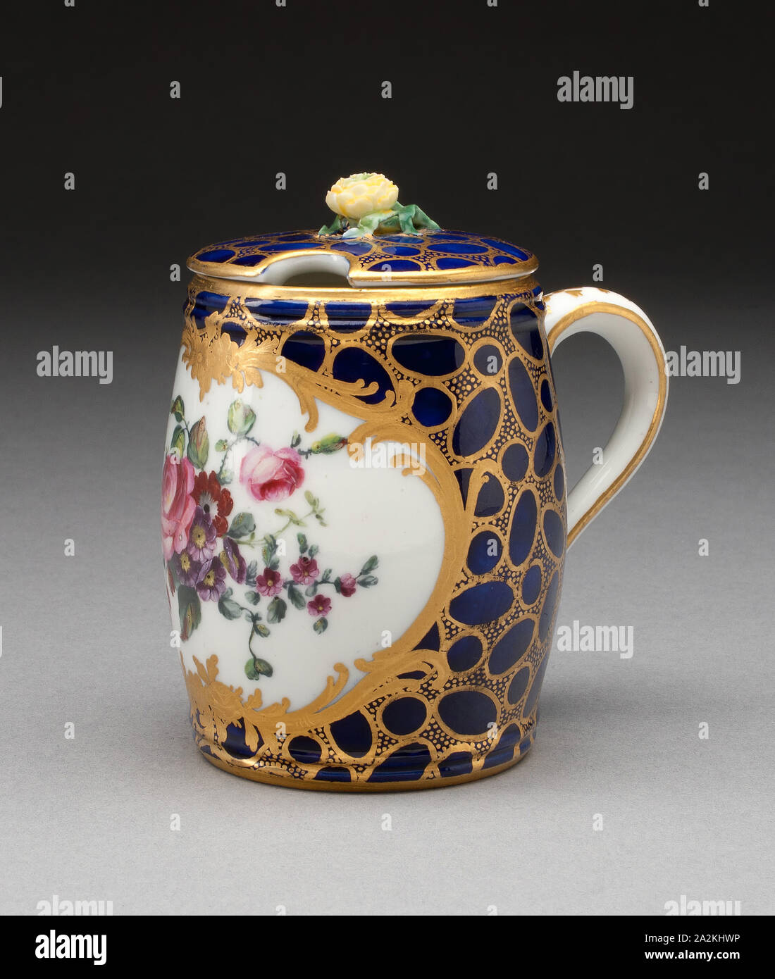 Soft paste porcelain underglaze blue ground and gilding hi-res stock ...