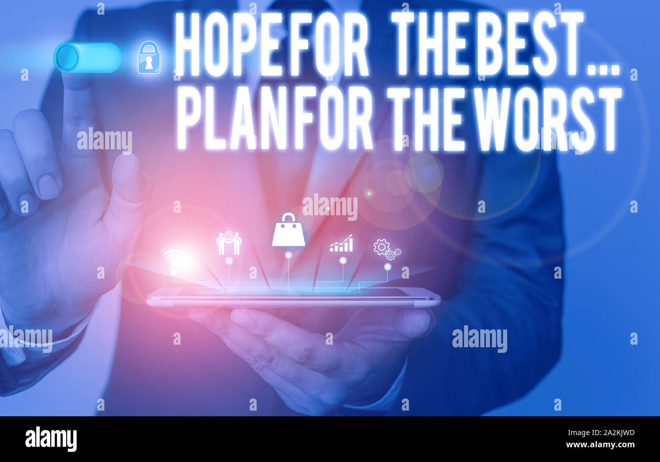 Text sign showing Hope For The Best Plan For The Worst. Business photo ...