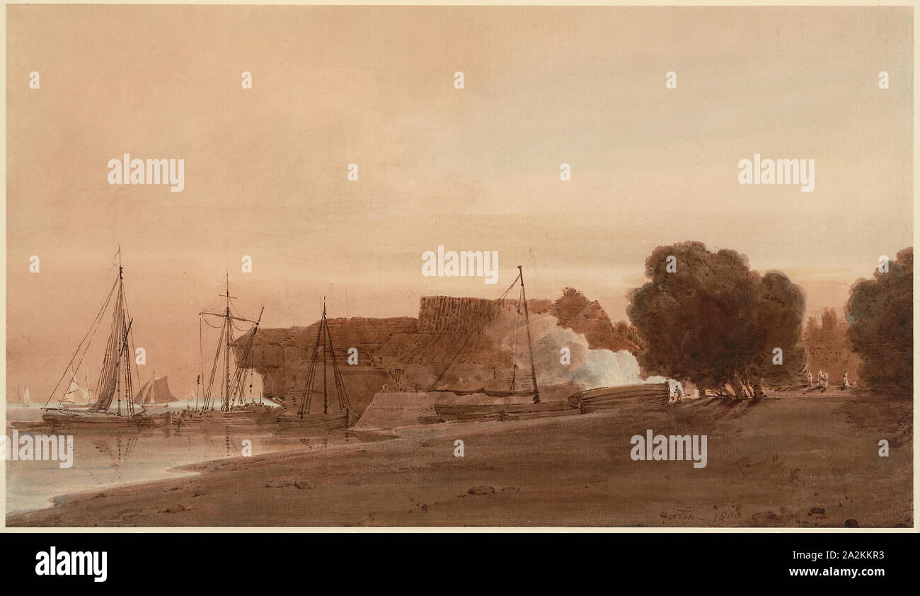 Watercolor over graphite on cream laid paper hi-res stock photography ...