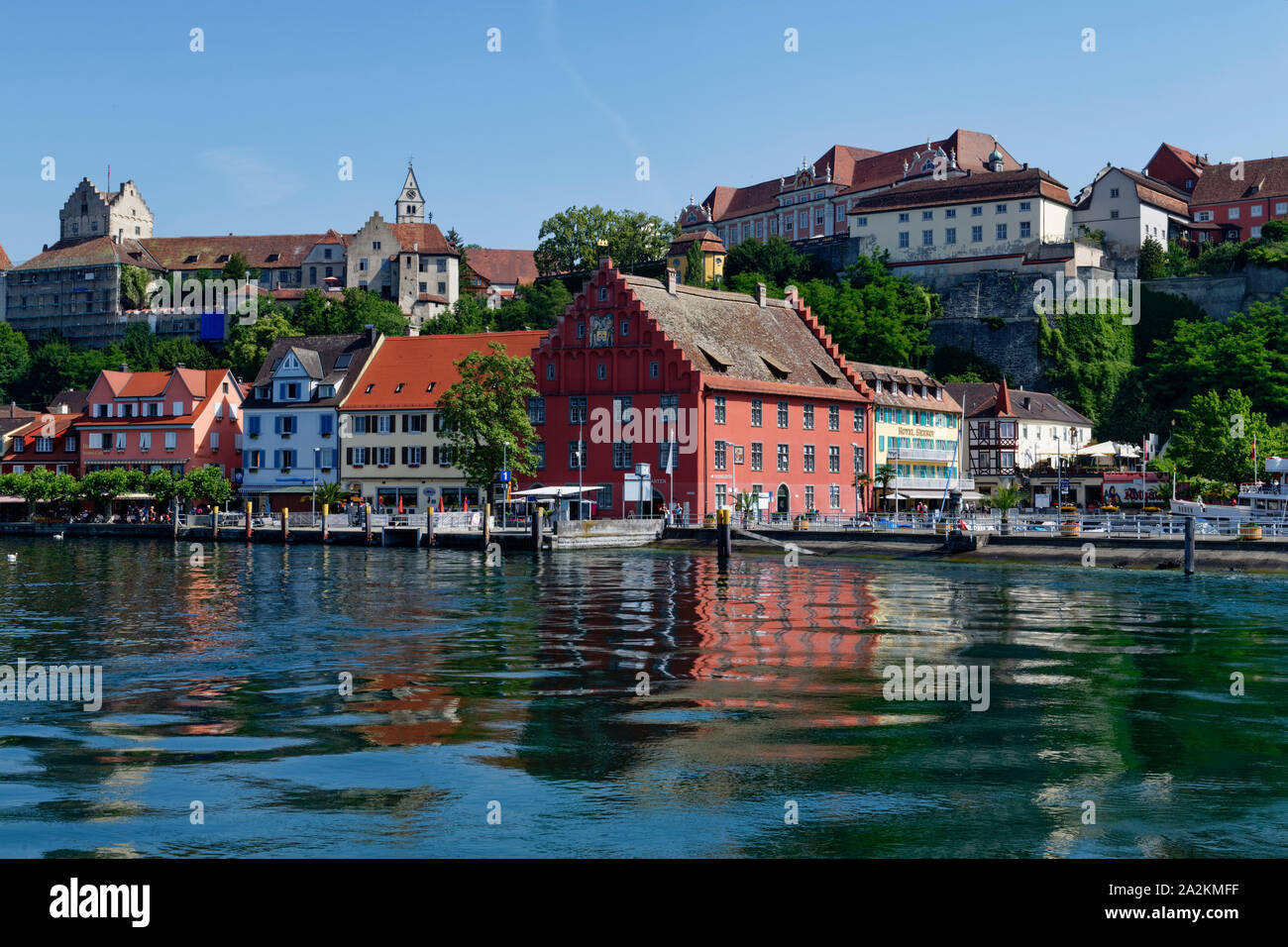 Meersburg on Lake Constance: Lower town with harbour, above Meersburg ...