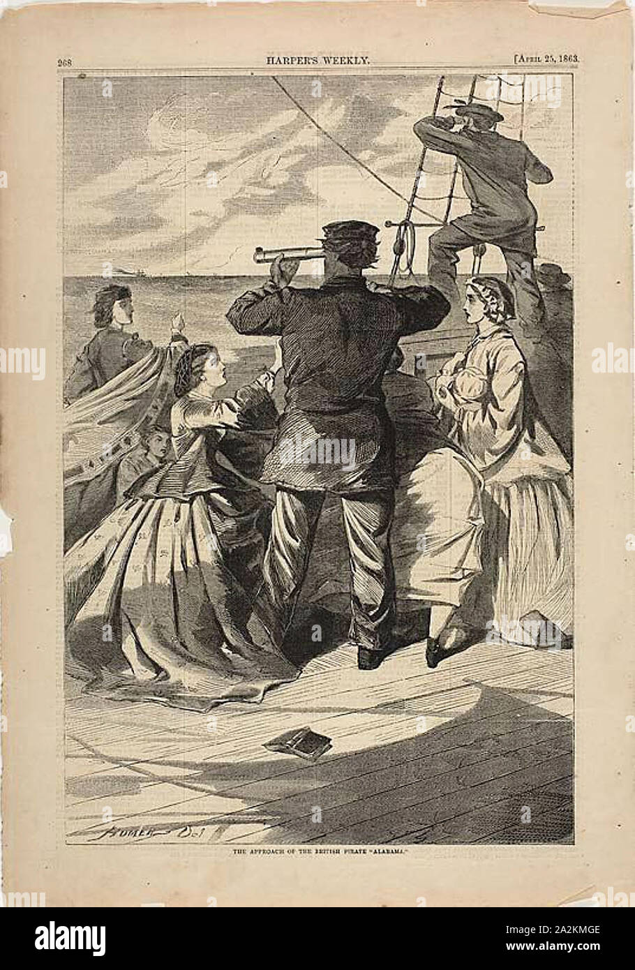 The Approach of the British Pirate Alabama, published April 25, 1863 ...