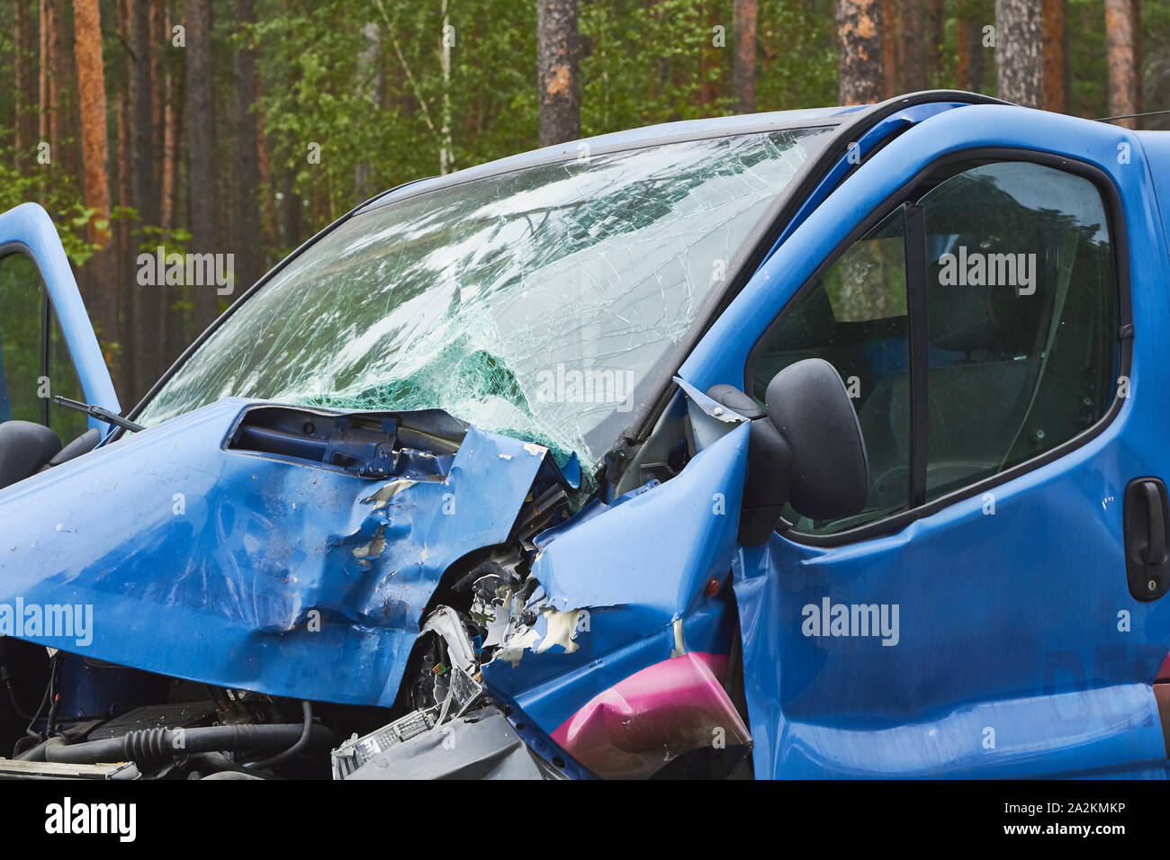 Spunciems, Latvia, August 29, 2019: van after accident on a road ...