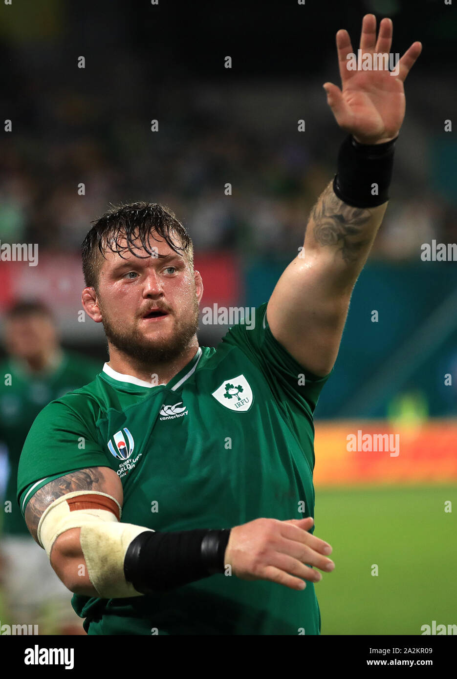 Ireland's Andrew Porter (right) celebrates after the final whistle ...