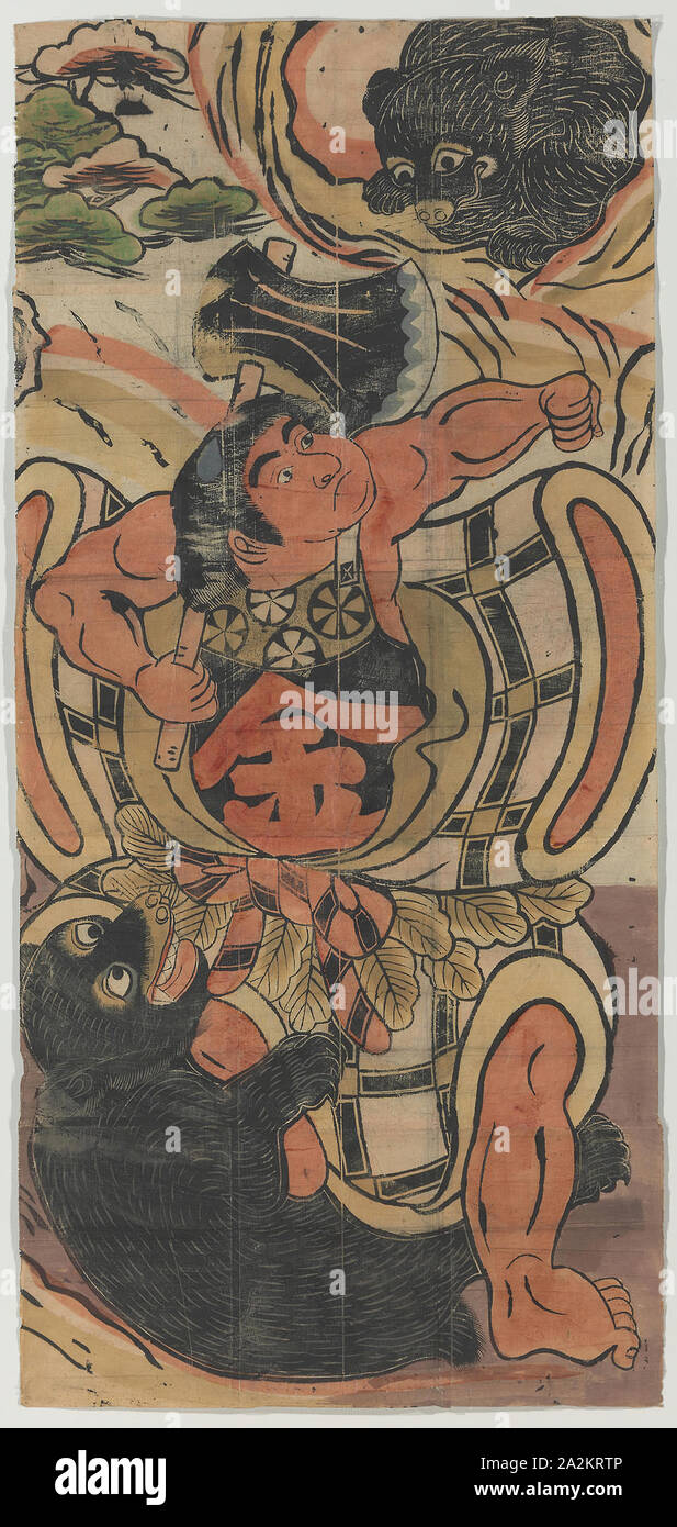 Banner Depicting Kintaro Battling Bears, 18th century, Japanese, Japan ...