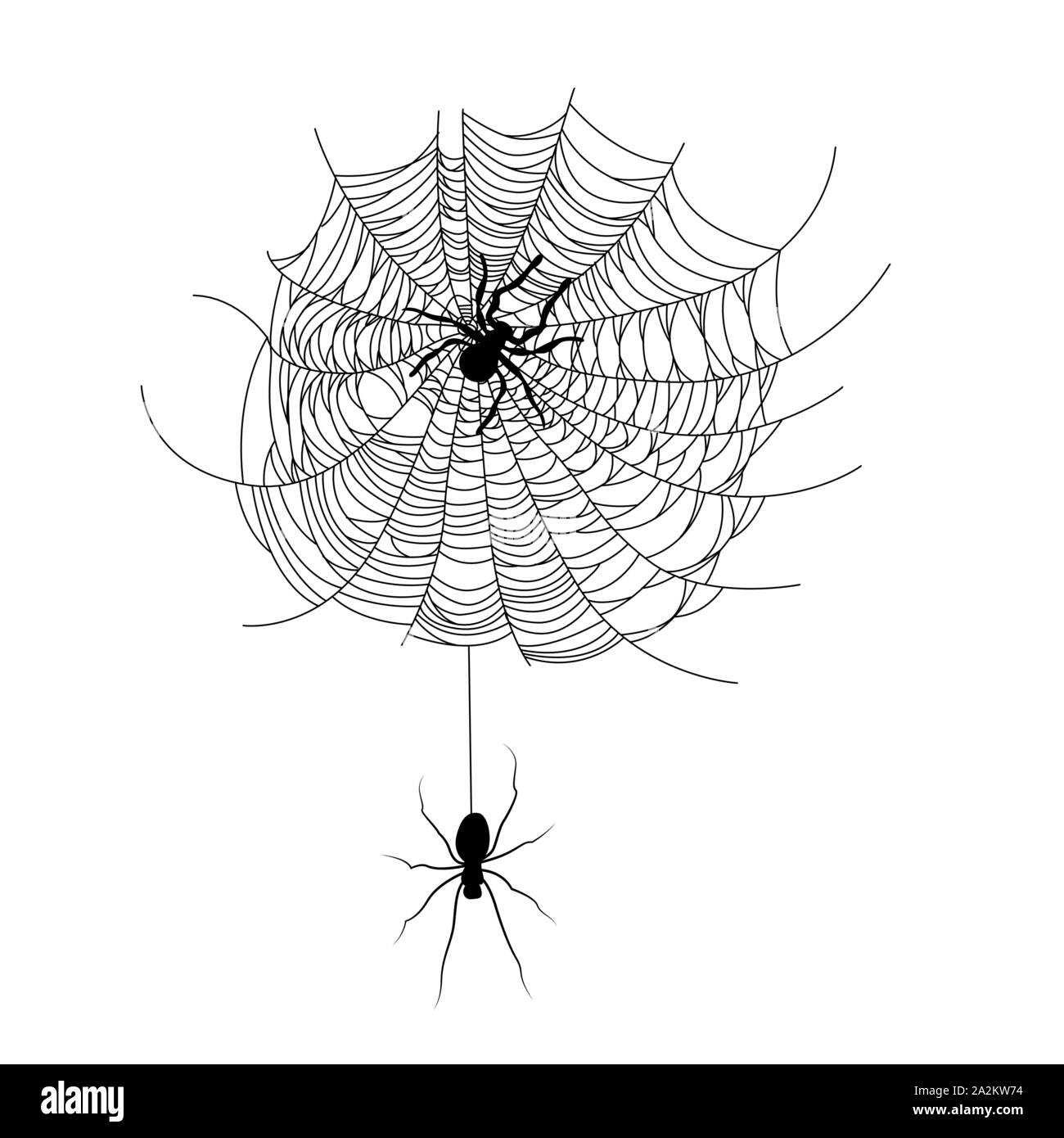 Set of spider web of different shapes with black spiders isolated Stock ...