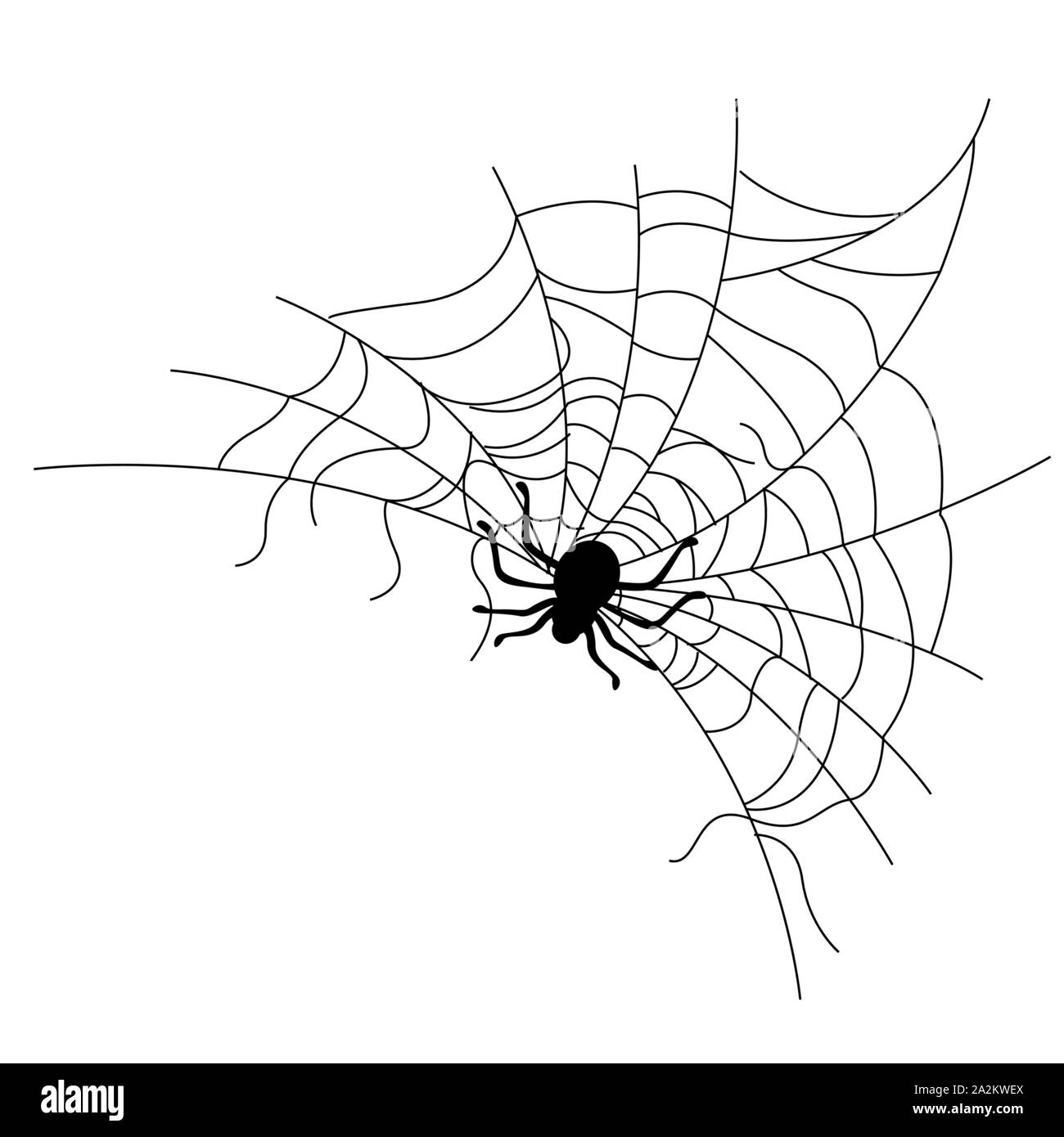 Set of spider web of different shapes with black spiders isolated Stock ...