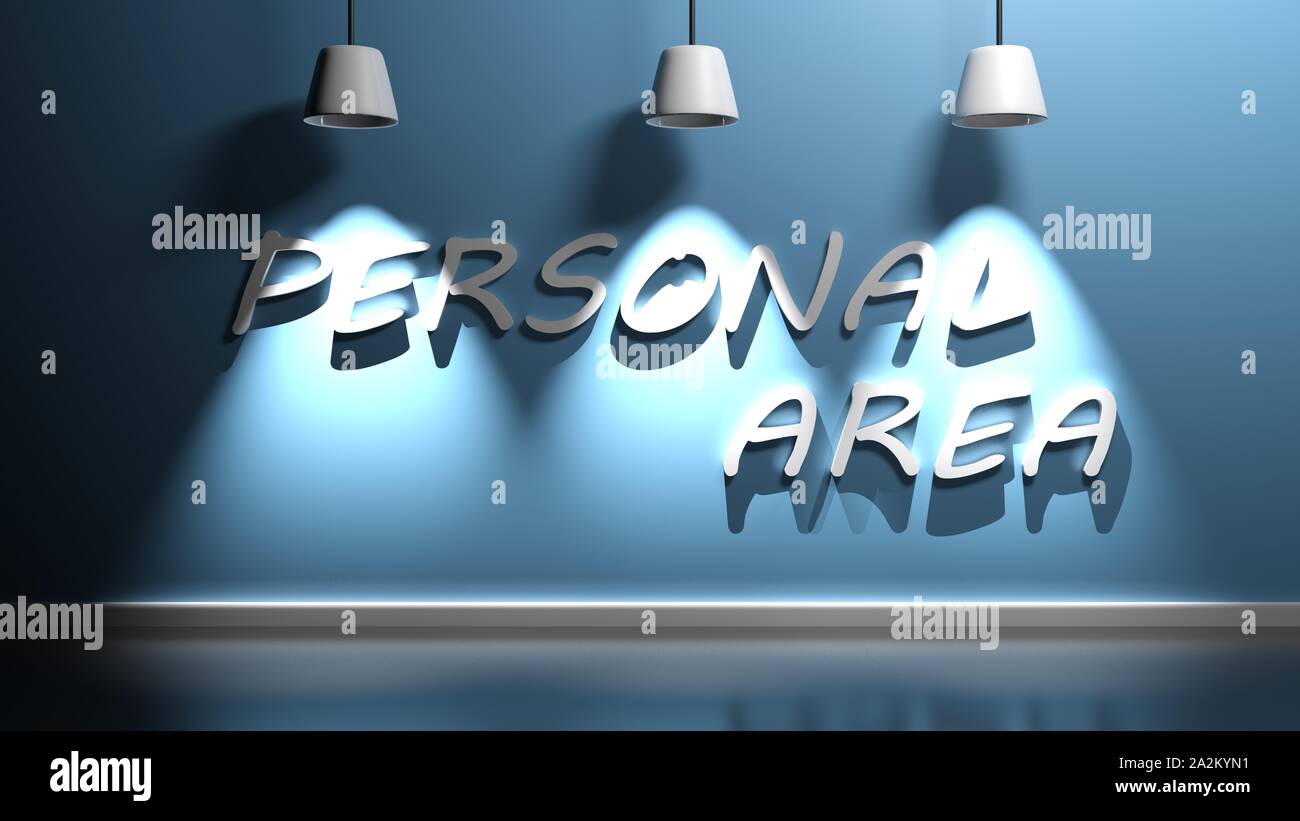 PERSONAL AREA write hanging at the wall - 3D rendering illustration ...