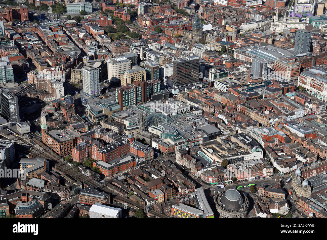 aerial view of the Leeds city centre skyline from the south east, Leeds ...