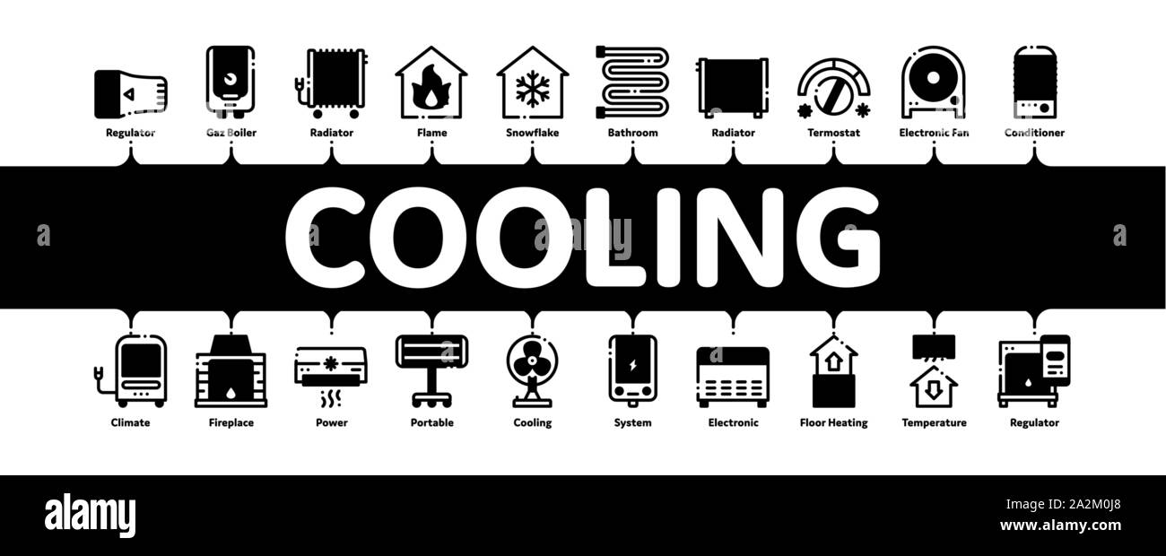 Heating And Cooling Minimal Infographic Banner Vector Stock Vector ...