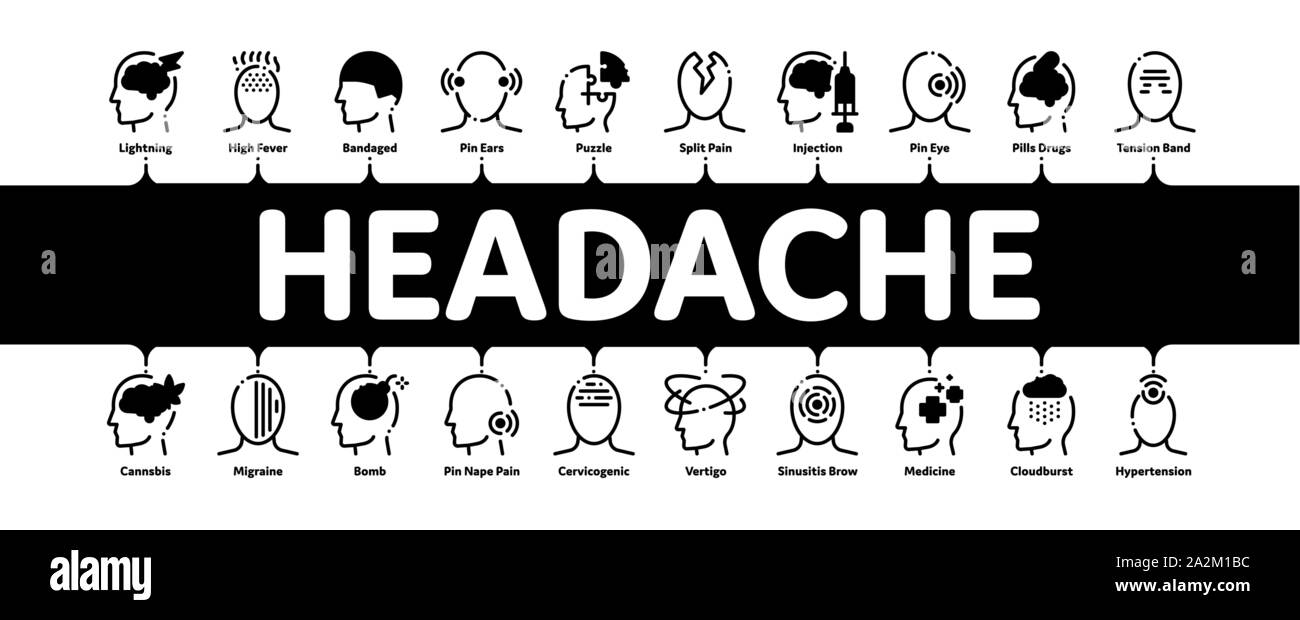 Headache Minimal Infographic Banner Vector Stock Vector Image & Art - Alamy