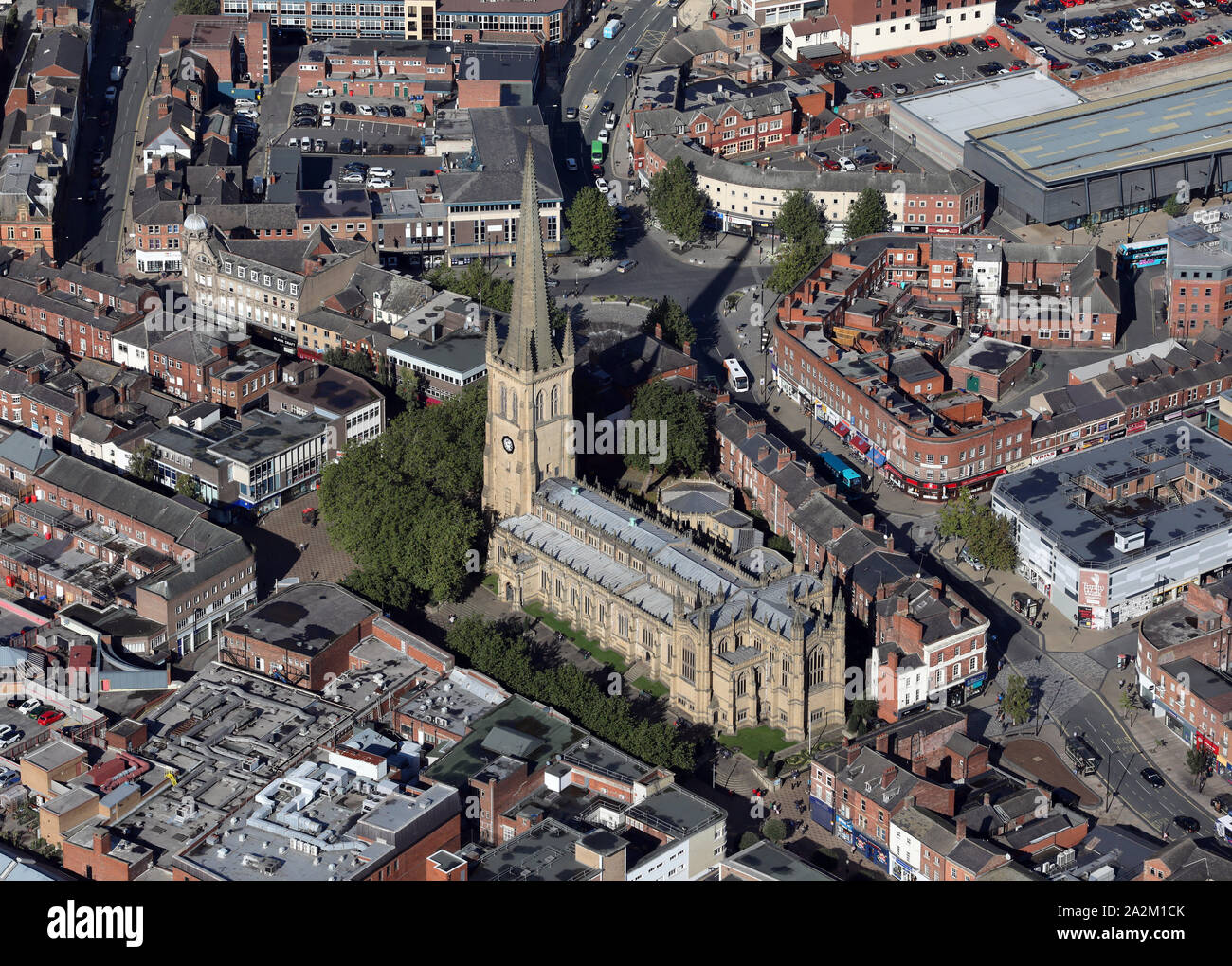 aerial view of Wakefield Cathedral, West Yorkshire, UK Stock Photo - Alamy