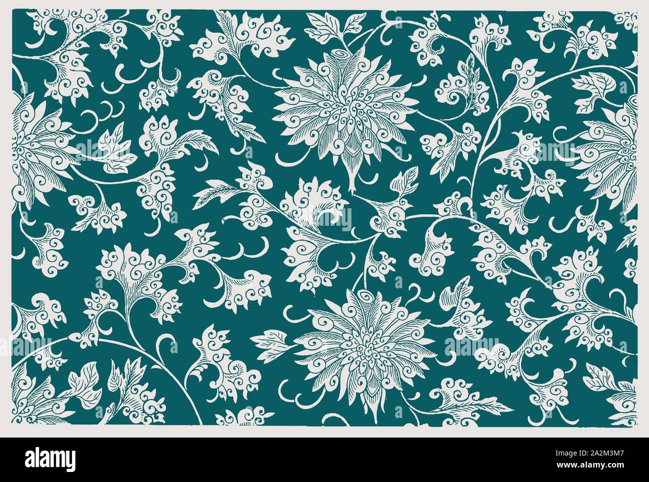 Historic chinese hand-drawn ornamental floral pattern. Illustration on ...