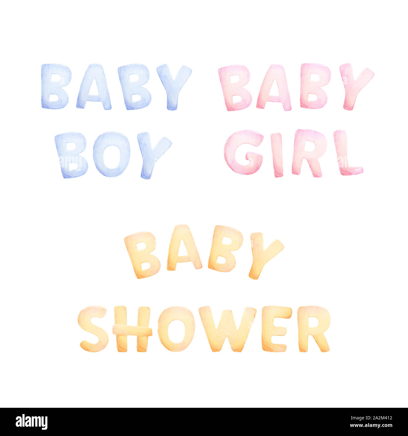 Baby Shower Hand Lettering. Watercolor Kit. Baby Letters. White ...