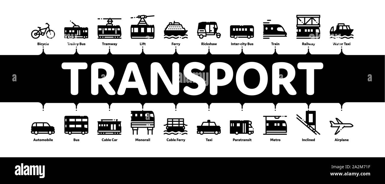 Public Transport Minimal Infographic Banner Vector Stock Vector Image ...