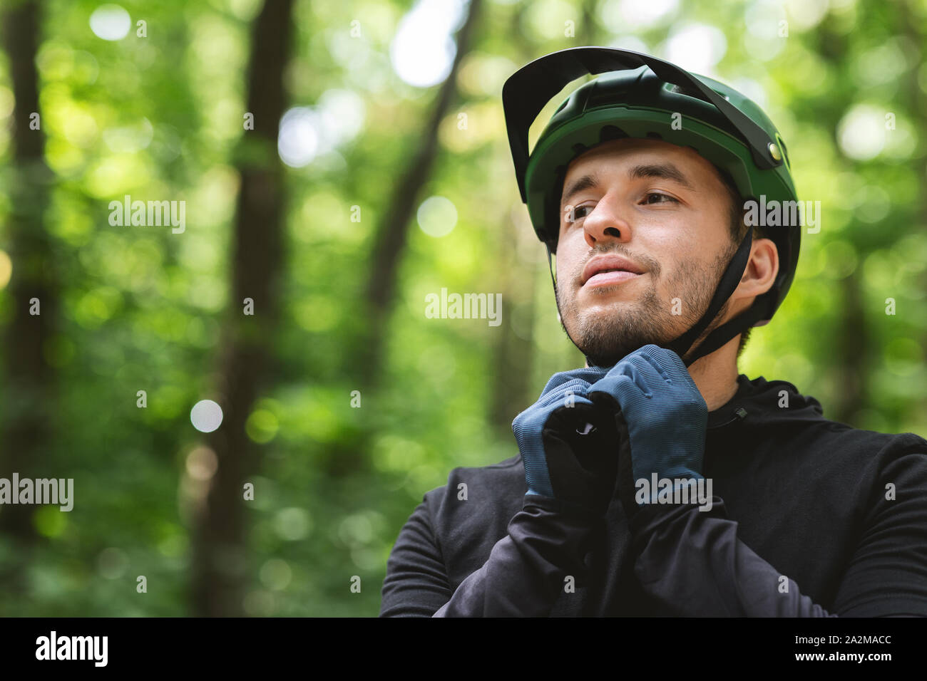 Bearded biker wearing helmet hi-res stock photography and images - Alamy