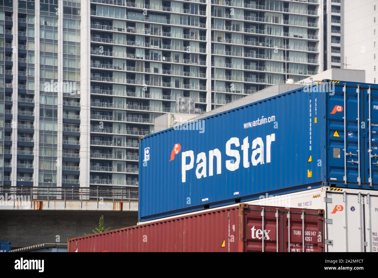 tokyo, japan, 10/02/2019 , Pan Star containers on tokyo port. Panster ...