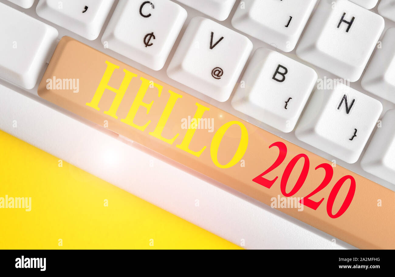 Conceptual hand writing showing Hello 2020. Concept meaning expression or gesture of greeting ...