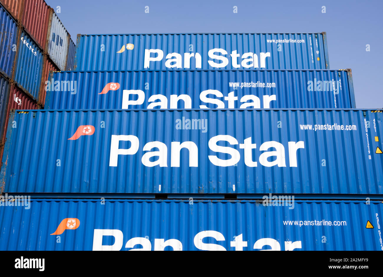 tokyo, japan, 10/02/2019 , Pan Star containers on tokyo port. Panster ...