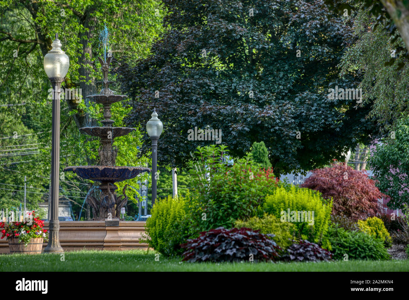 The village square, with historic fountain. Fort Plain, Montgomery ...