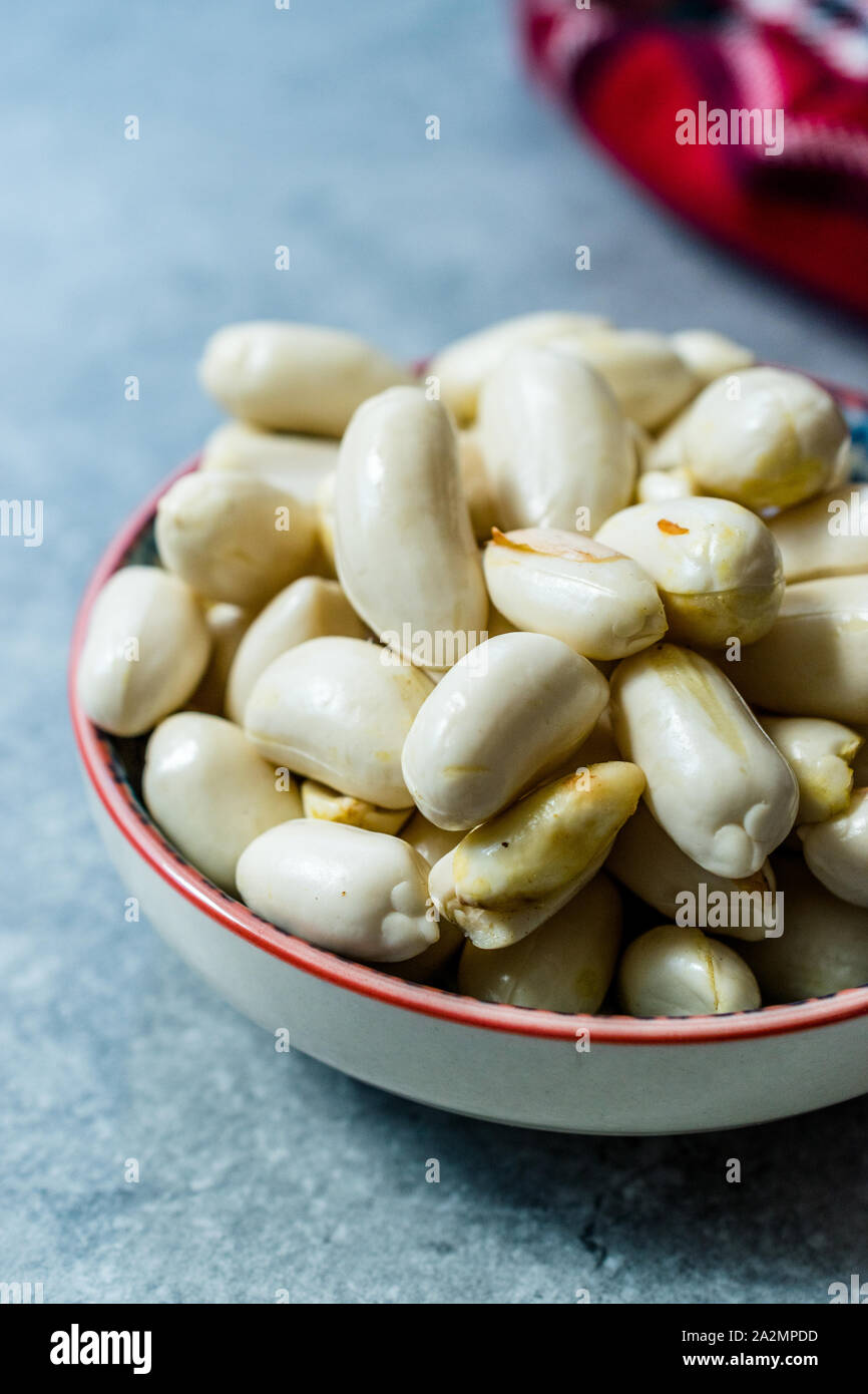 Organic Raw Unsalted White Peanuts in Bowl. Organic Food Stock Photo ...