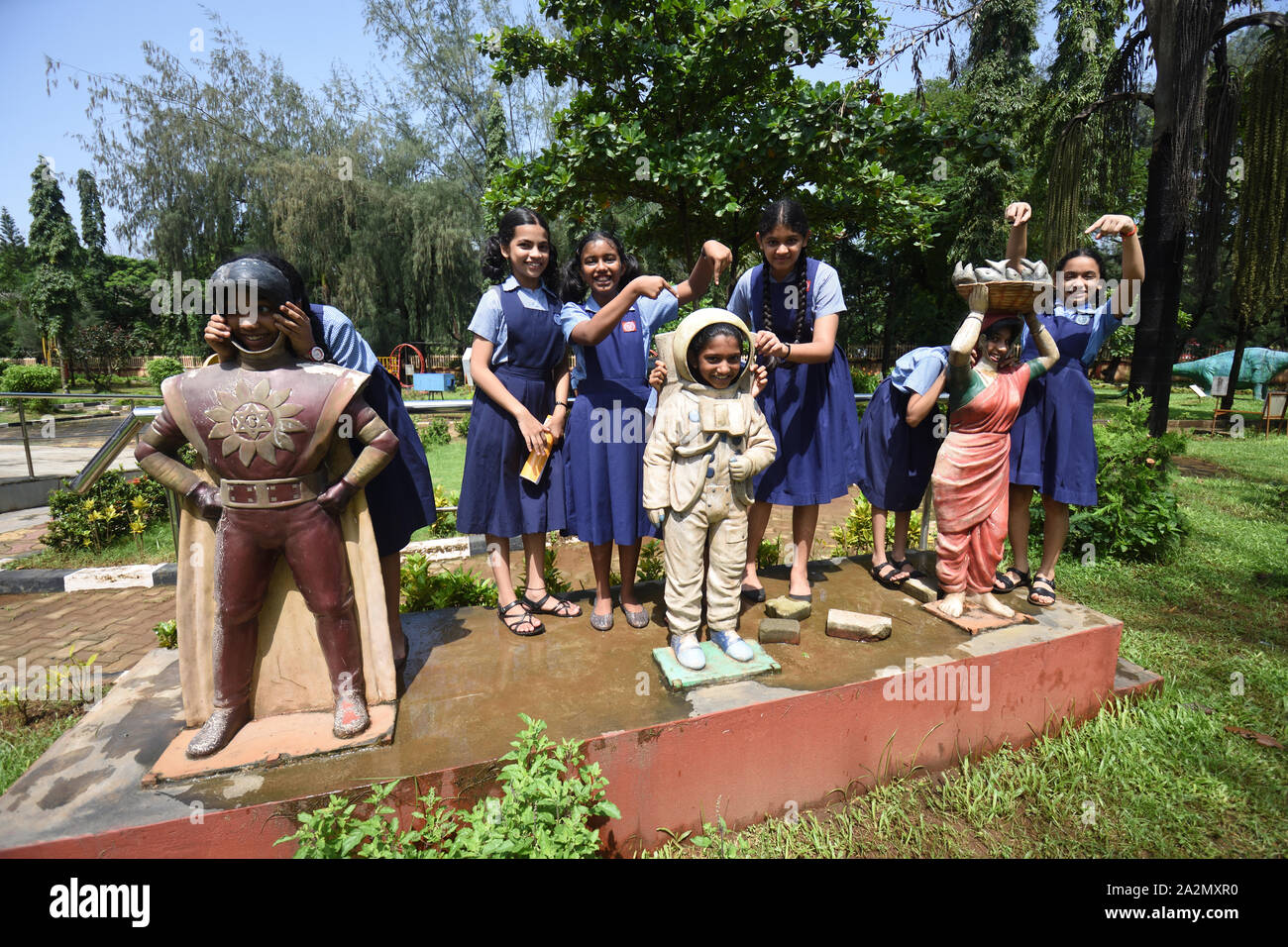 Children are playing with Science Park exhibit. Goa Science Centre ...
