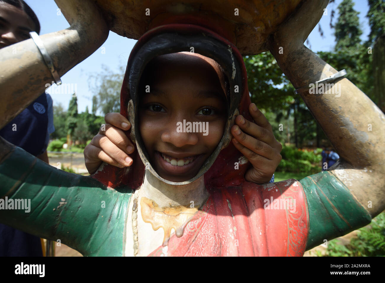 Children are playing with Science Park exhibit. Goa Science Centre ...