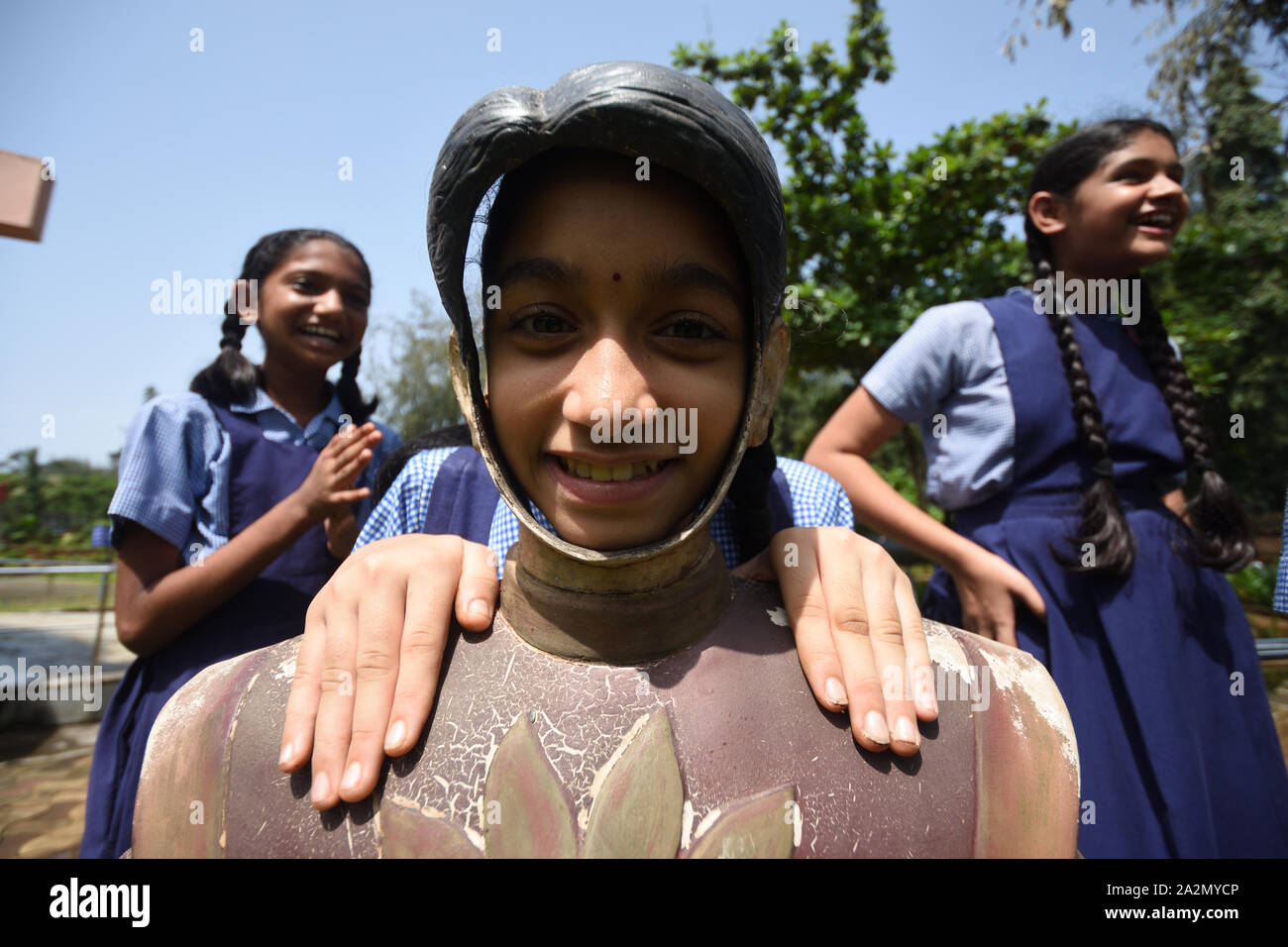 Children are playing with Science Park exhibit. Goa Science Centre ...