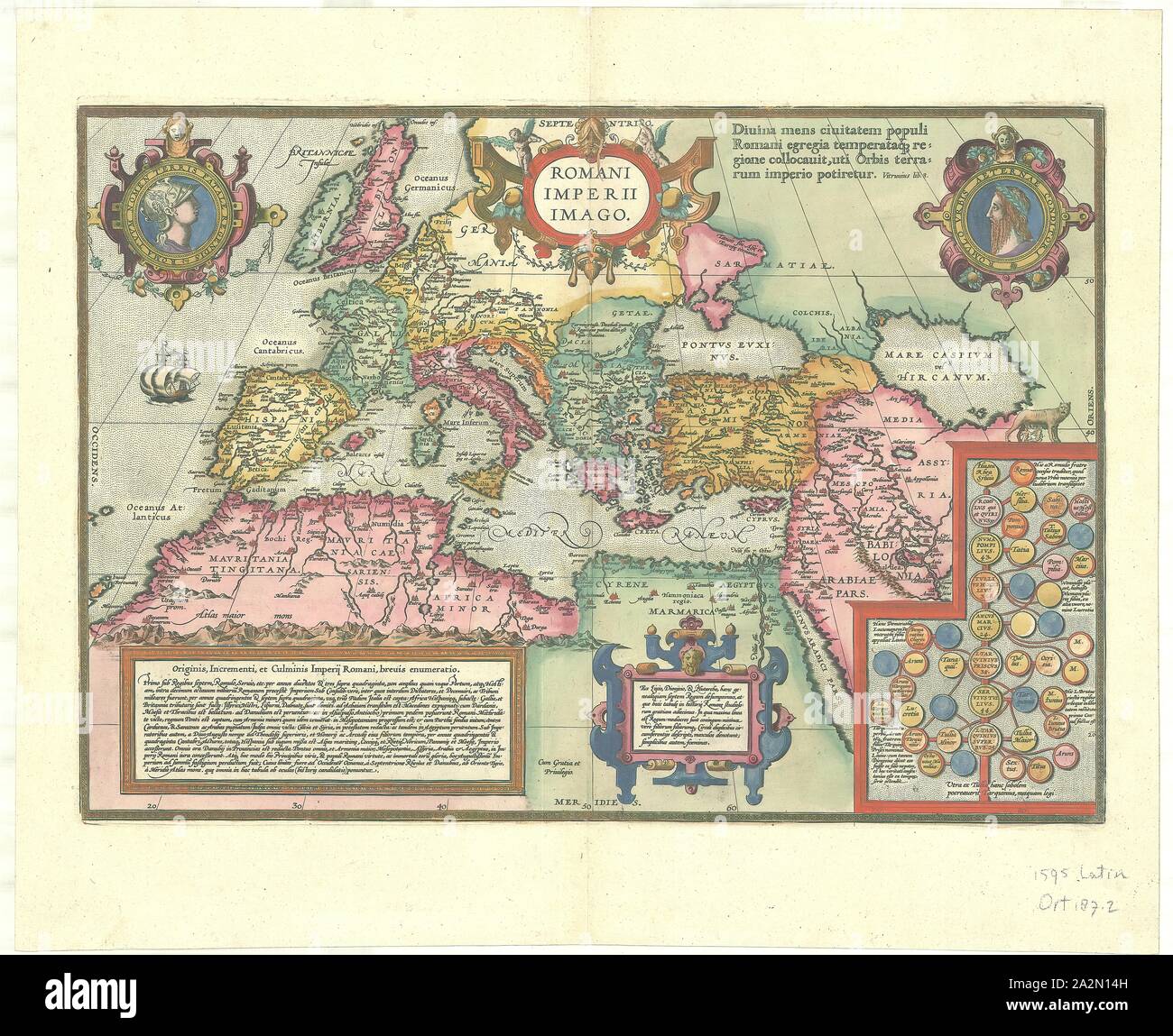 Map, Romani Imperii imago, Abraham Ortelius (1527-1598), Copperplate ...