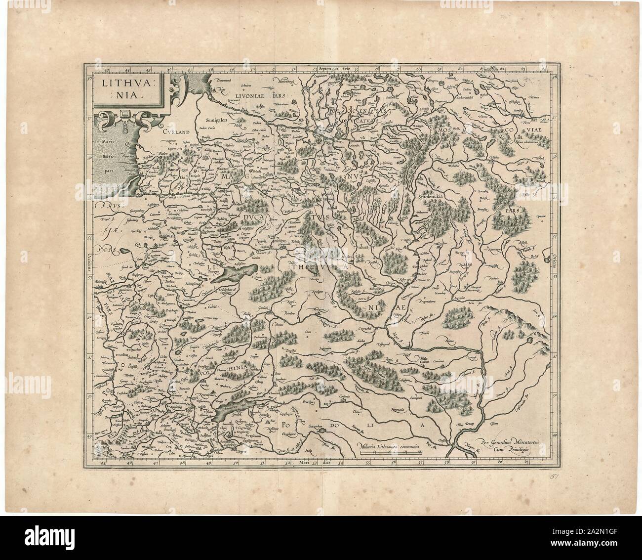 Map, Lithvania per Gerardum Mercatorem, Gerard Mercator (1512-1594 ...