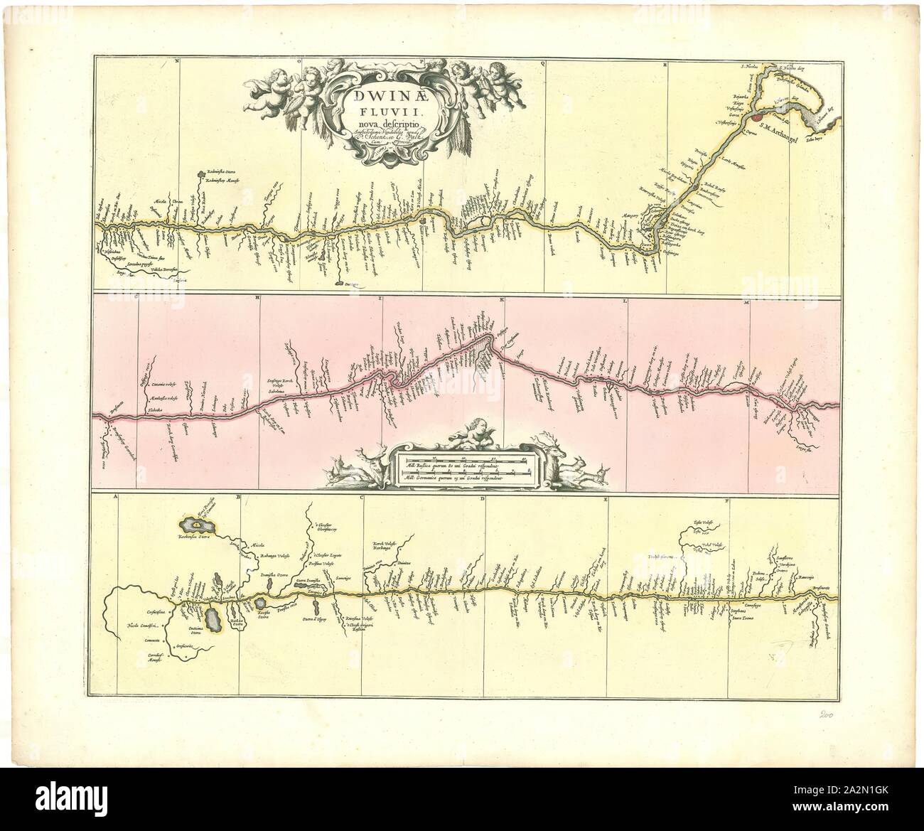 Map, Dwinæ fluvii nova descriptio, Copperplate print Stock Photo - Alamy