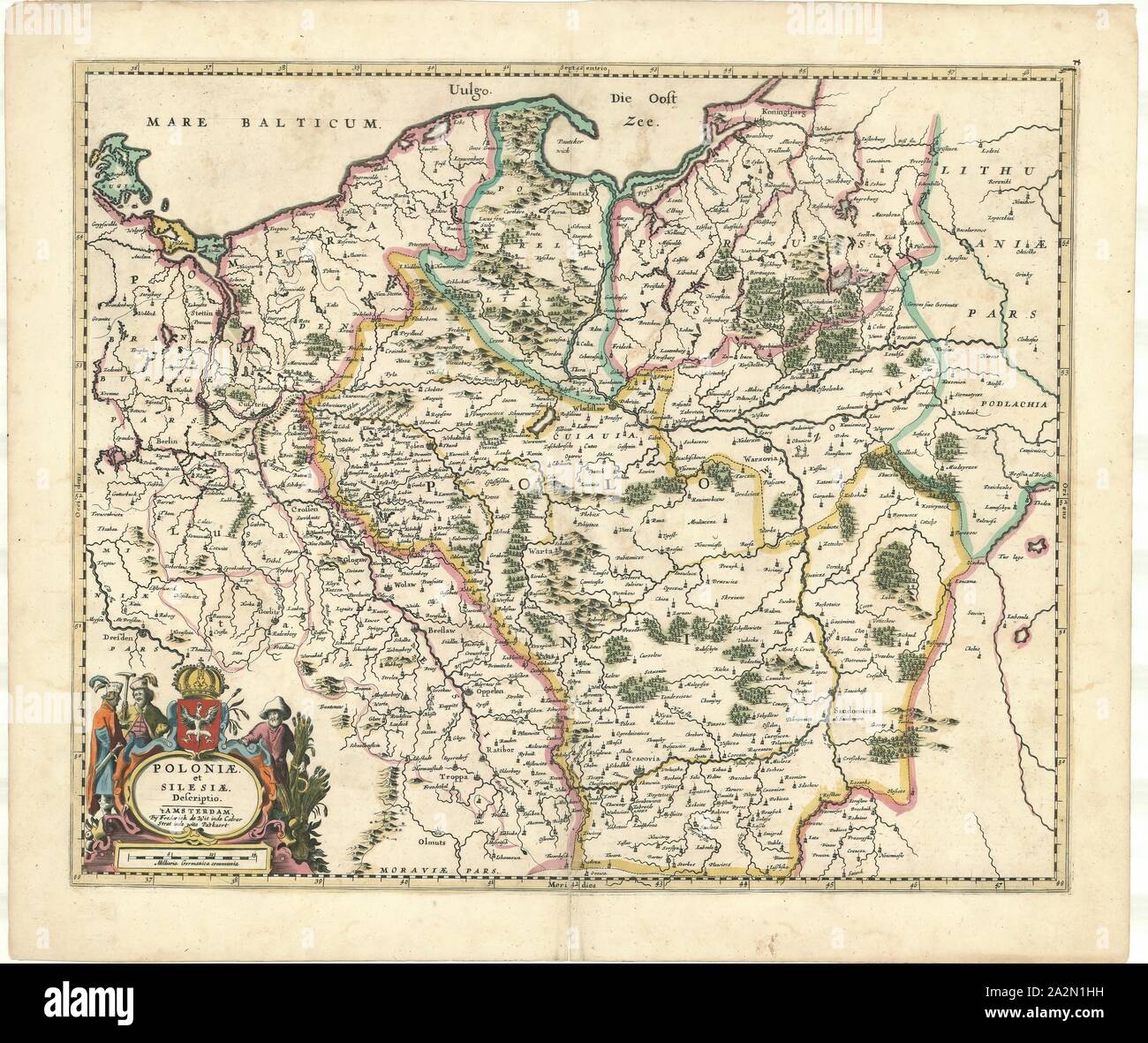Map, Poloniæ. et Silesiæ. Descriptio, Copperplate print Stock Photo - Alamy