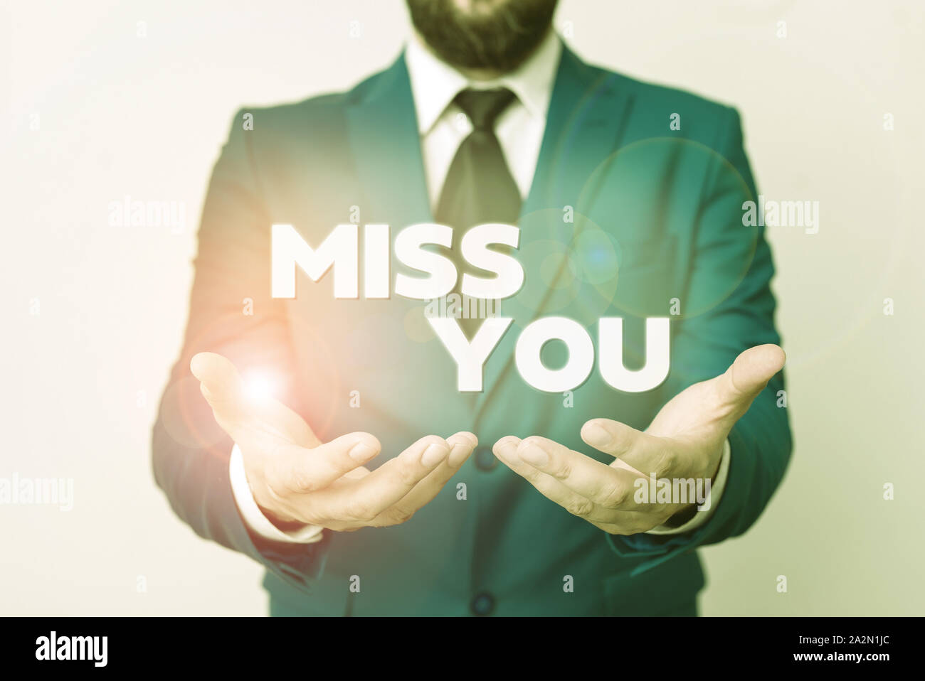 Text sign showing Miss You. Business photo showcasing Longing for an ...