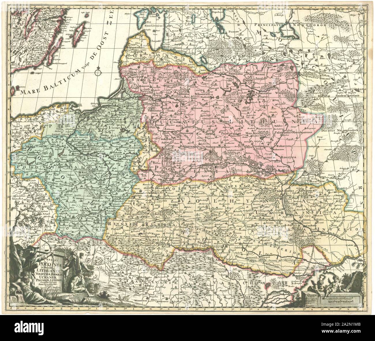 Map, Regni Poloniæ et ducatus Lithuaniæ Volhyniæ, Podoliæ Ucraniæ ...