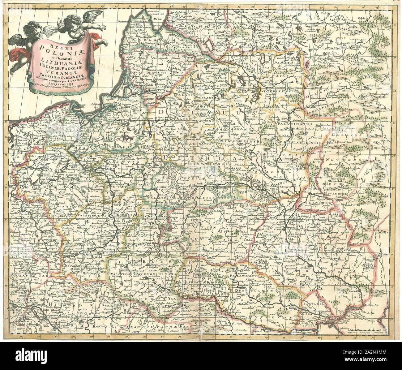 Map, Regni Poloniæ et ducatus Lithuaniæ Voliniæ, Podoliæ Vcraniæ ...