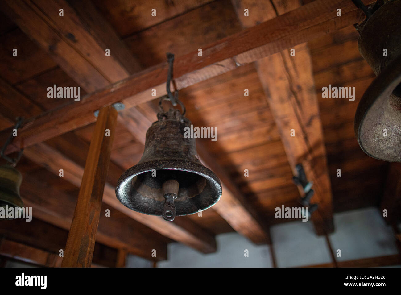 The metal bell inside the bell tower Stock Photo - Alamy