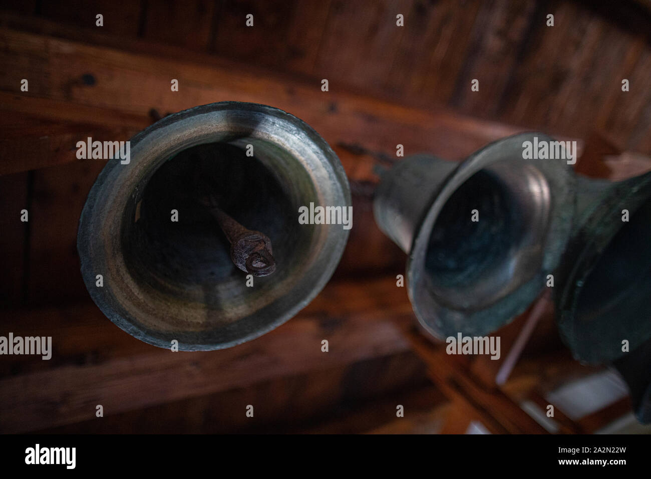 The metal bell inside the bell tower Stock Photo - Alamy