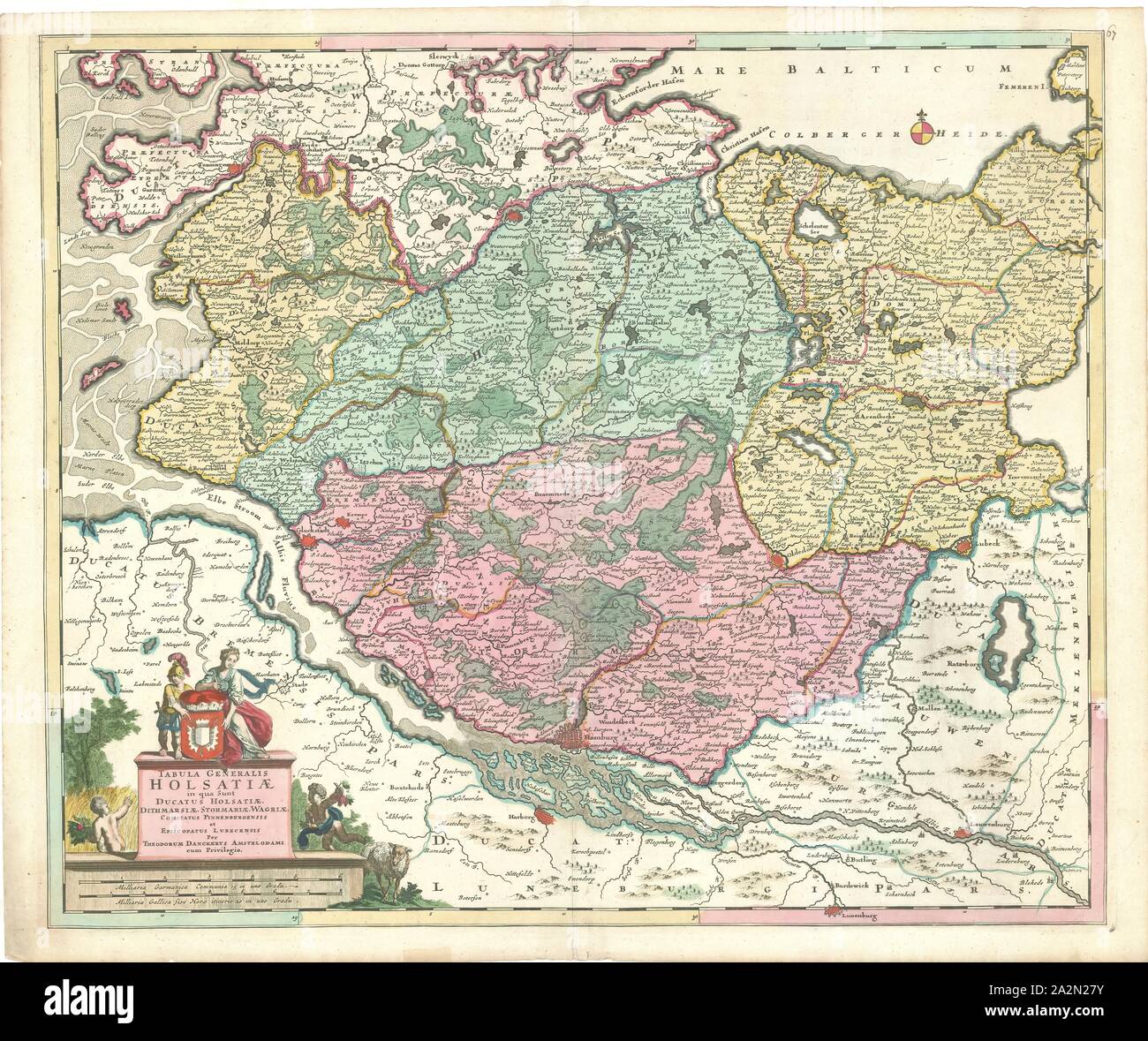Map, Tabula generalis Holsatiae, Copperplate print Stock Photo - Alamy