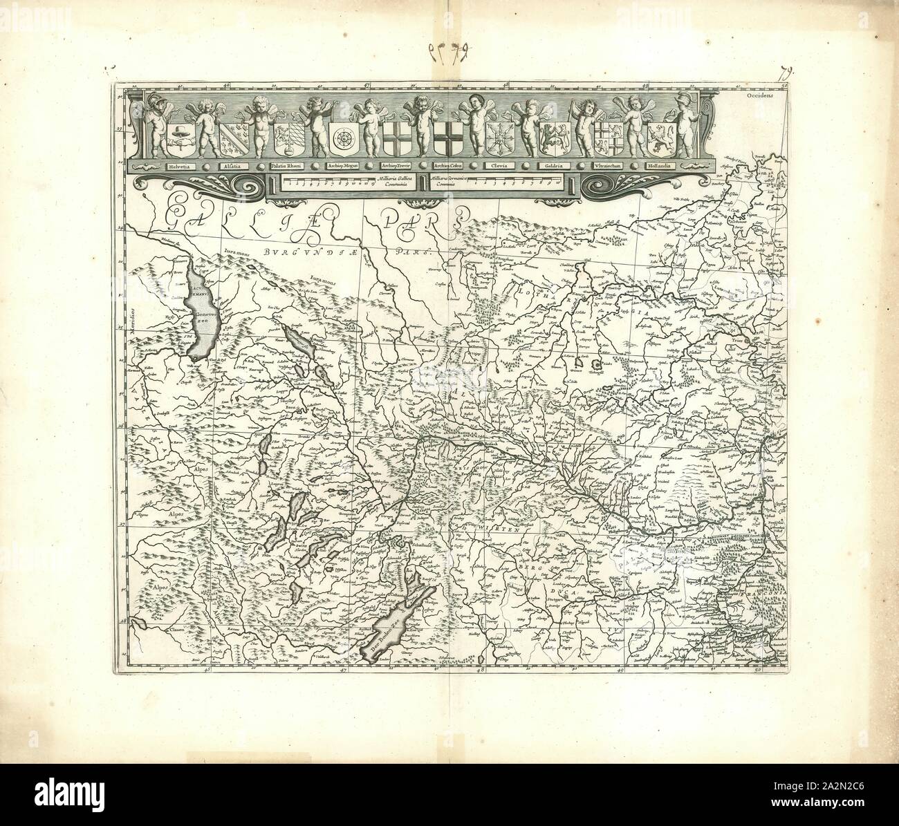 Map, Rhenus Fluviorum Europae celeberrimus cum Mosa Mosella, et ...