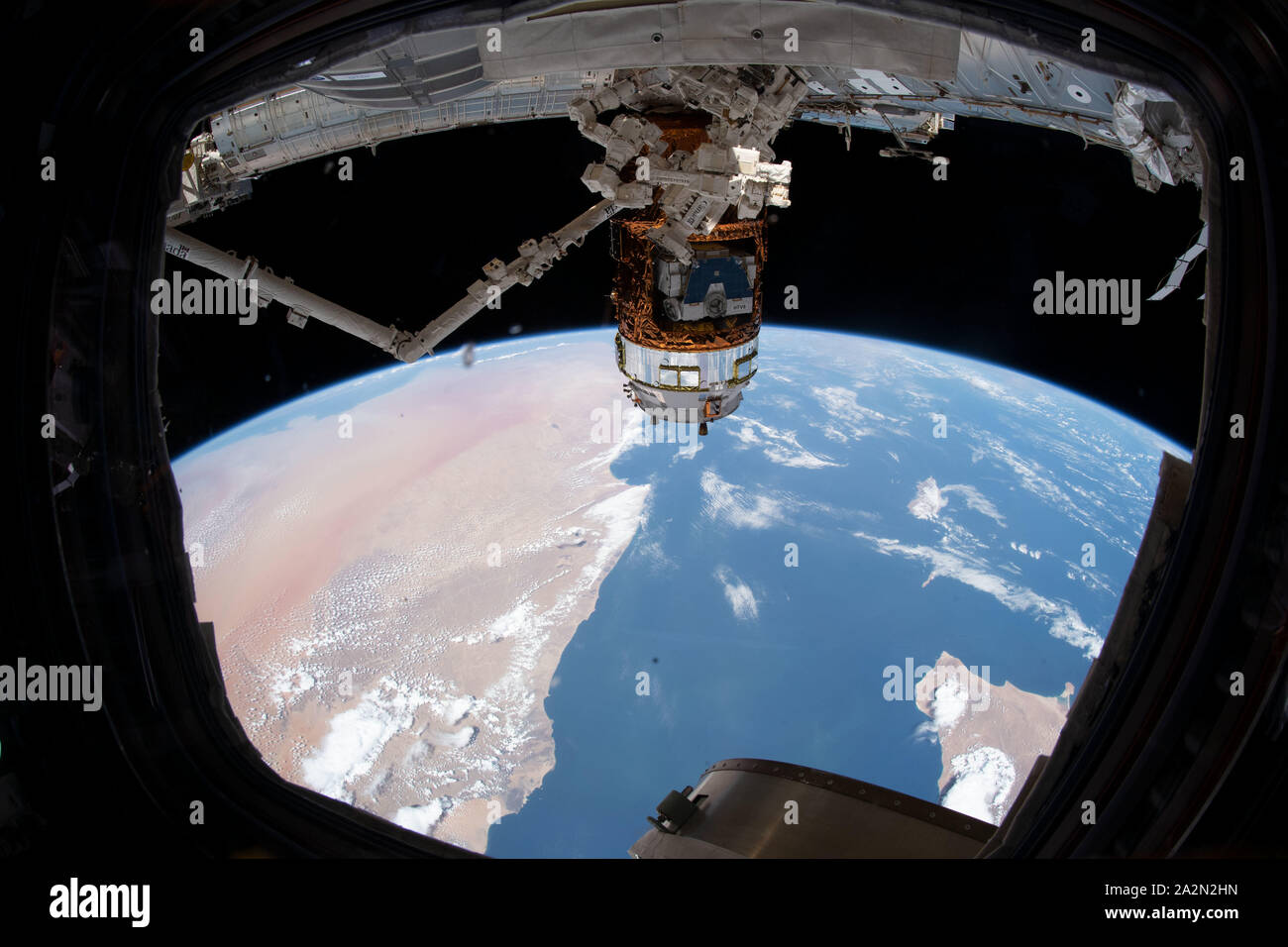 The Japan Aerospace Exploration Agency H-II Transfer Vehicle-8 is seen ...