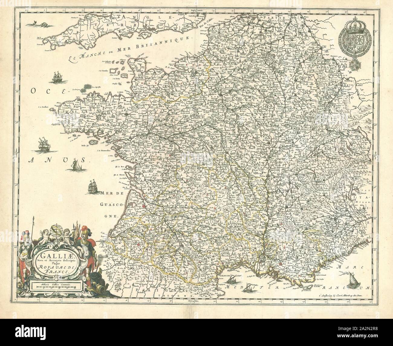 Map, Galliae, Copperplate print Stock Photo - Alamy