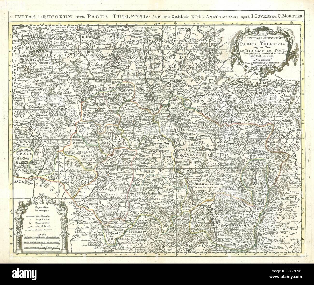 Map, Civitas Leucorum sive pagus Tullensis aujourdhui le diocese de Toul, Guillaume Delisle ...