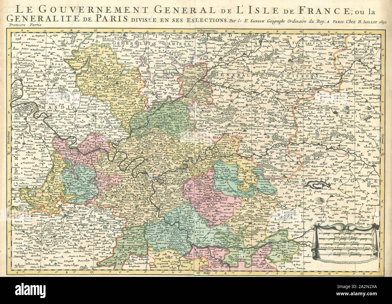 Map, Gouvernement et Generalité de Paris, Guillaume Sanson (-1703 ...