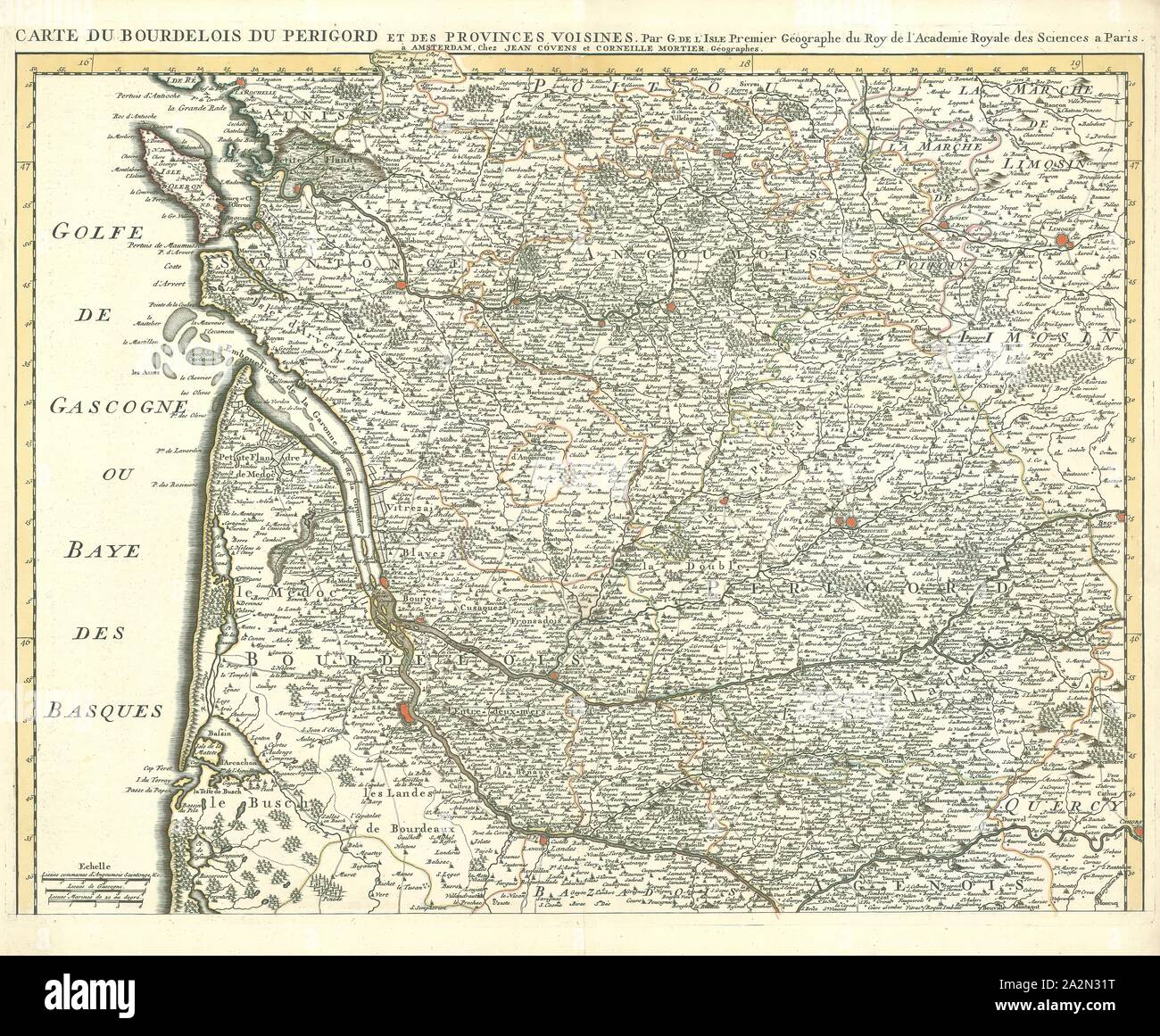 Map, Carte du Bourdelois du Perigord et des provinces voisines, Guillaume Delisle (1675-1726 ...