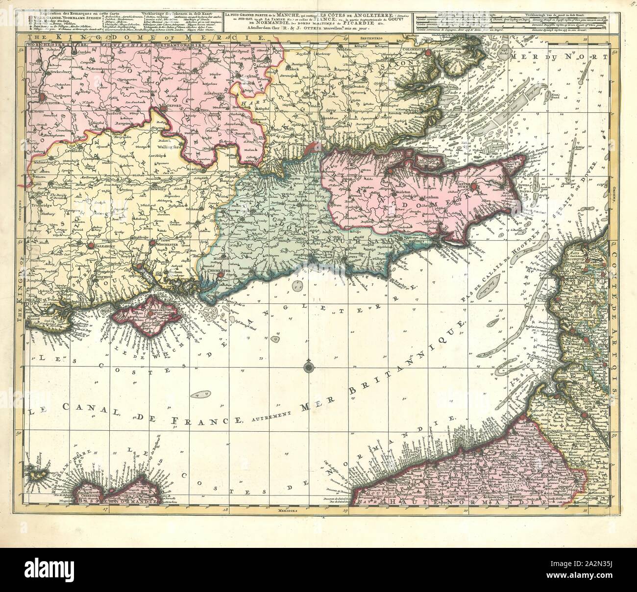 Map, La plus grande partie de la Manche, Copperplate print Stock Photo ...