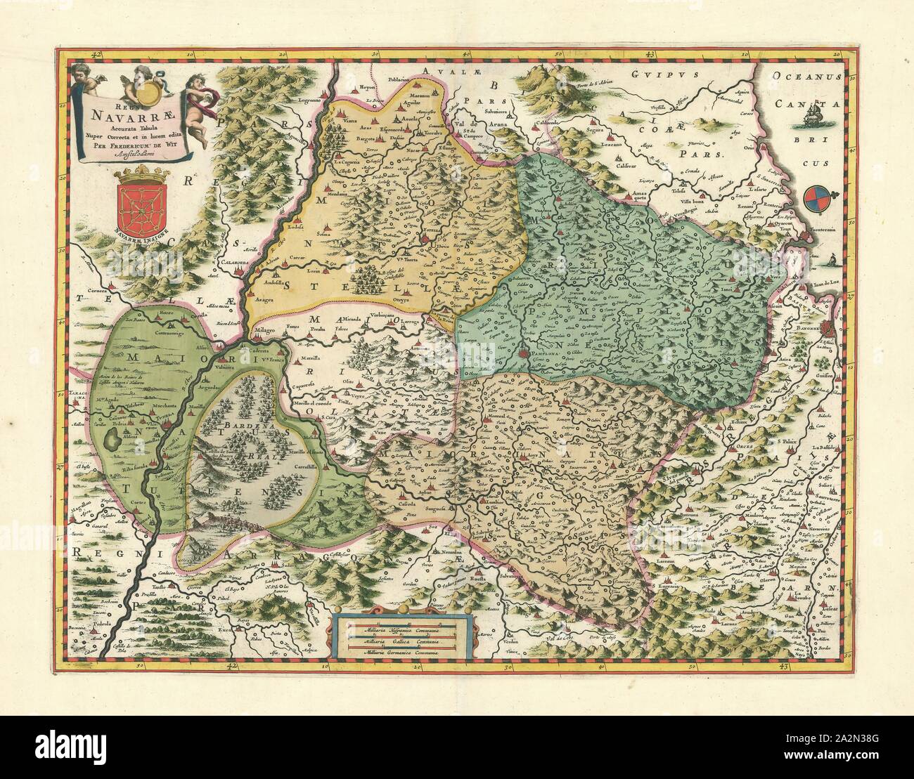 Map, Regni Navarrae accurata tabula, Copperplate print Stock Photo - Alamy